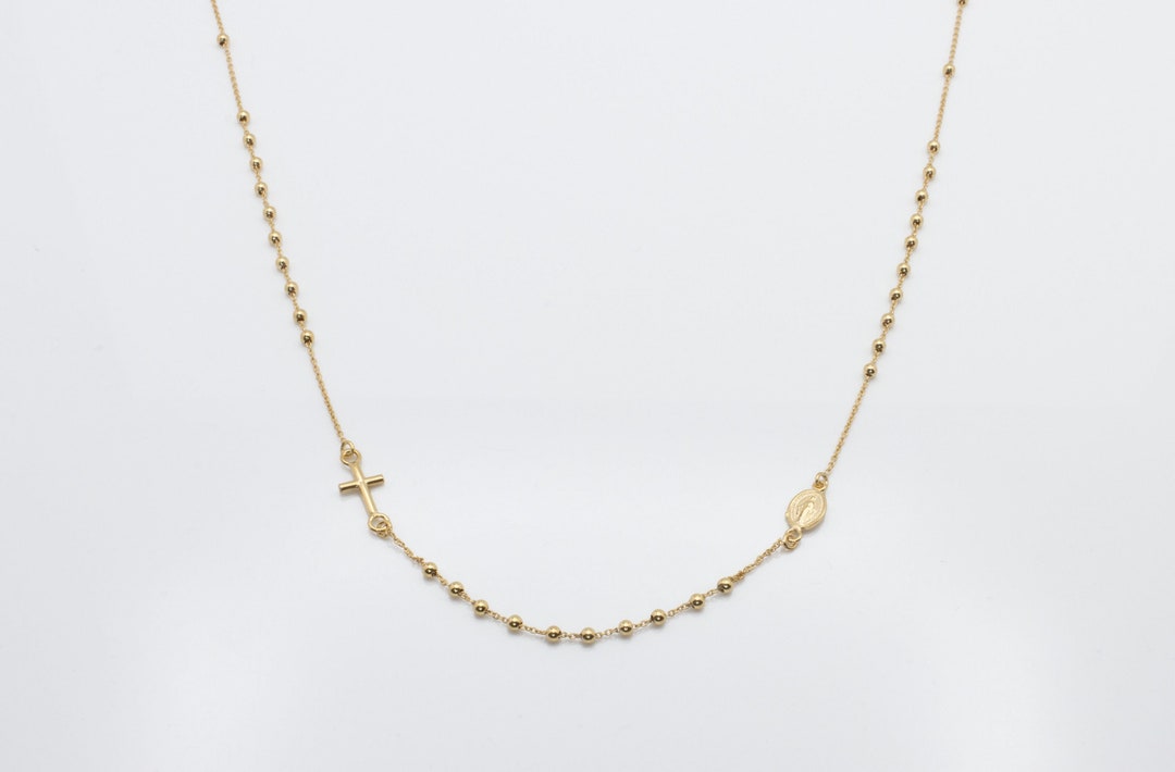 14K Solid Gold Rosary , 14K Gold Beaded Rosary , Fine Rosary Beaded ...