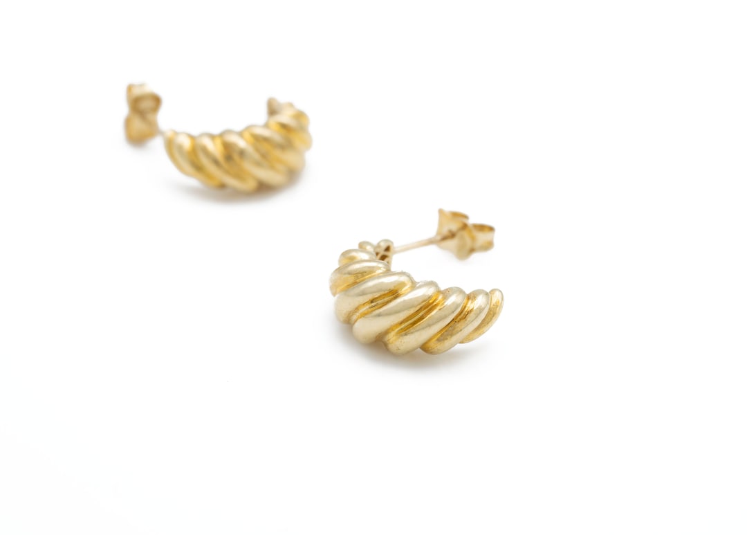10K Gold Bold Croissant Hoops , Croissant Earrings , Bold Earrings for ...