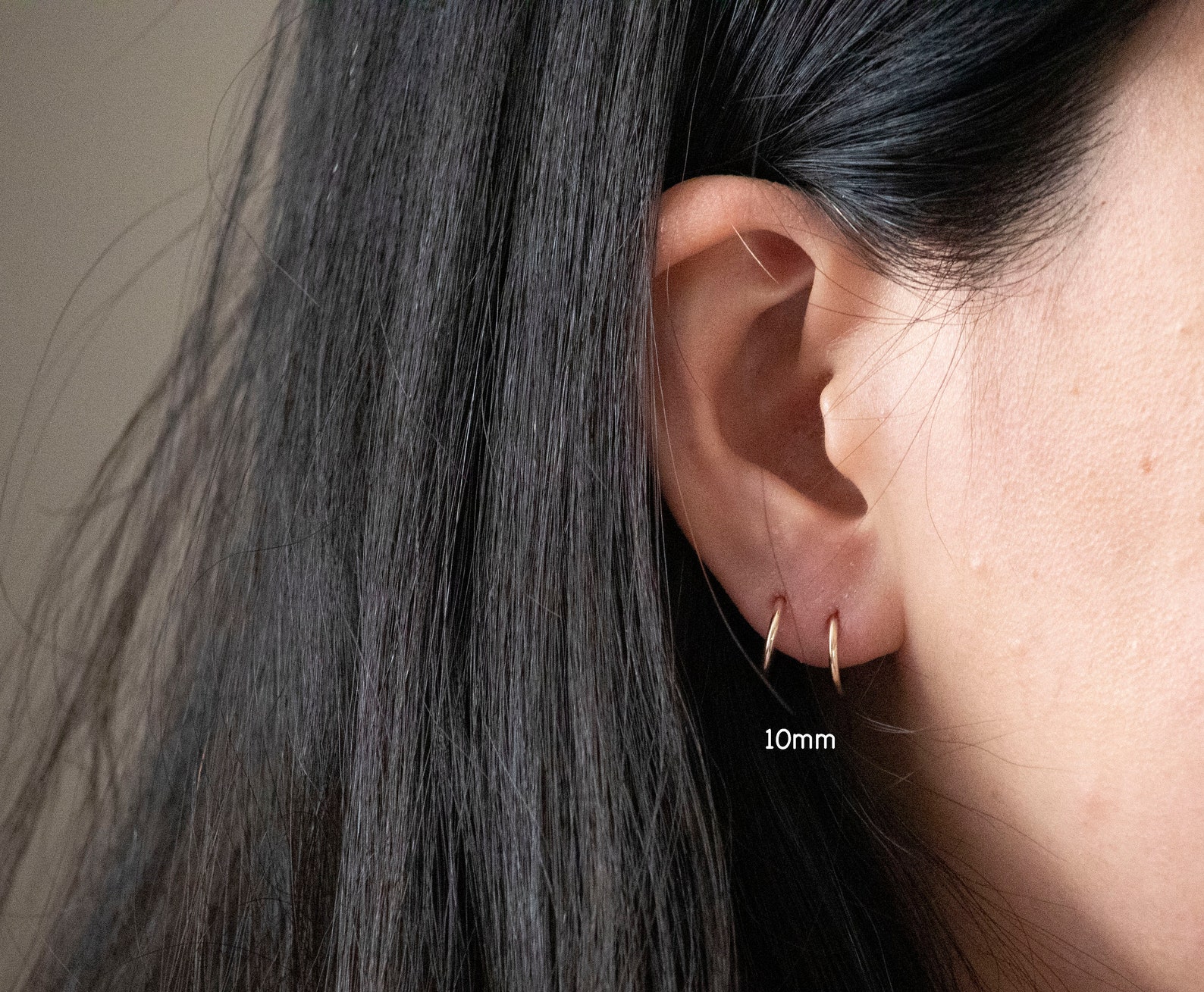 10K Solid Gold Sleeper Hoops / Continuous Hoops / 1.1mm Thin Hoops ...