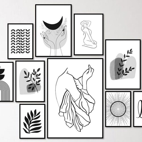 Black and White Prints Black Gallery Wall Abstract Wall - Etsy