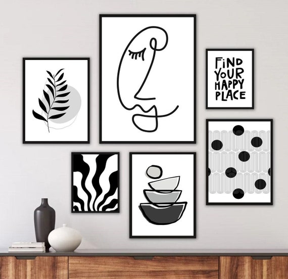 Printable Black and White Wall Art Prints Download Abstract - Etsy India