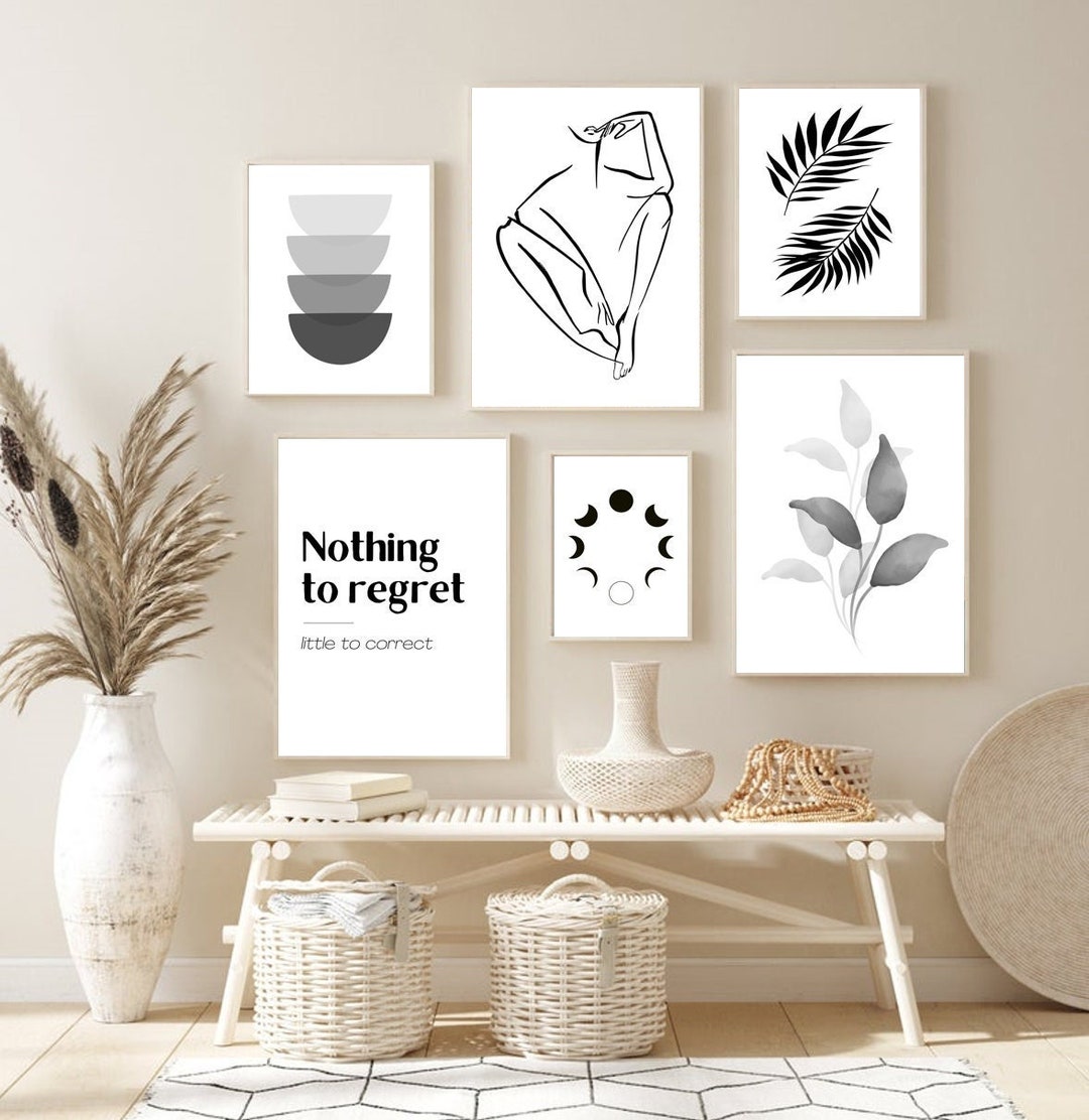 Schwarz und Weiß Wand Kunst 3er Set Minimalistische Boho Wand Dekor Moderne Galerie Wand Set ...