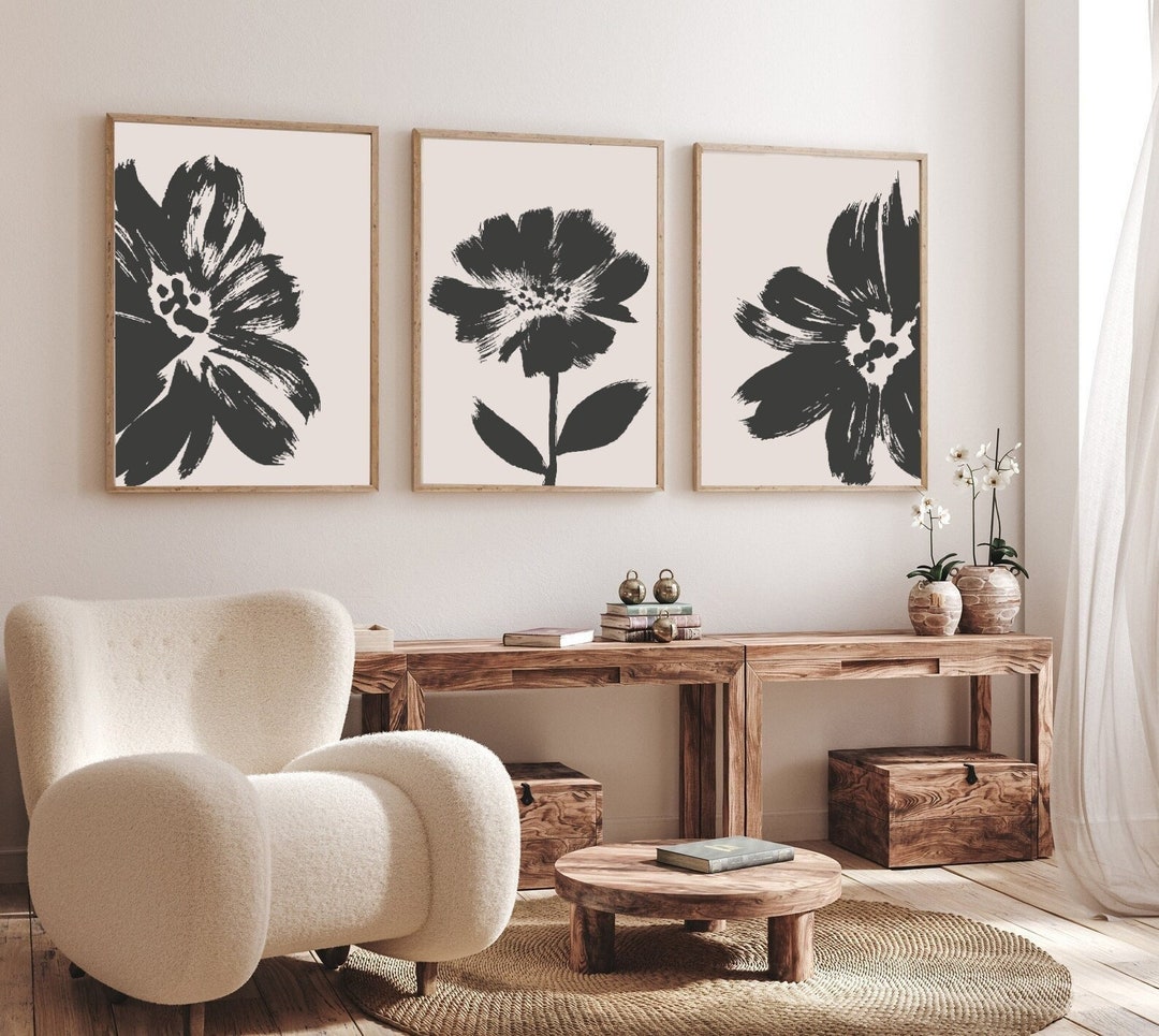Black and White Wall Art Prints Set of 3 Downloadable Art Prints Living ...