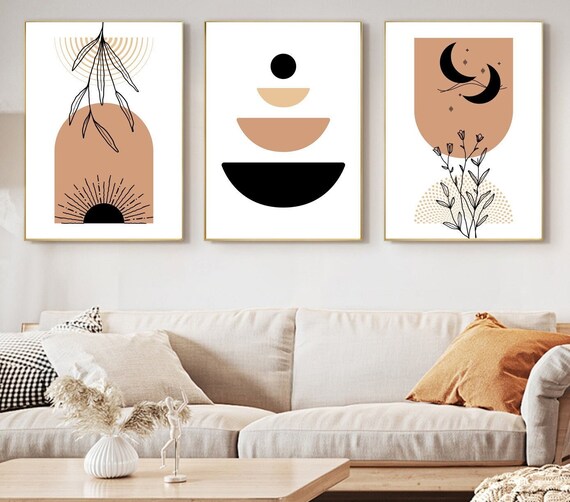 Neutral Boho Wall Art Set of 3 Printable Download Gallery Wall - Etsy