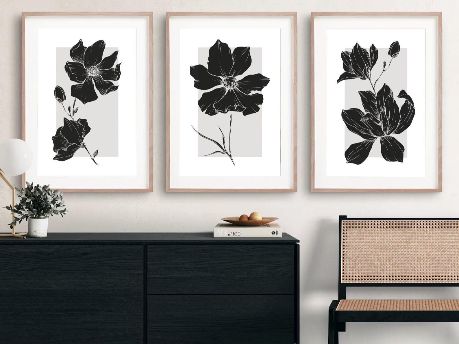Black and White Wall Art Prints Set of 3 Digital Download Art Prints ...