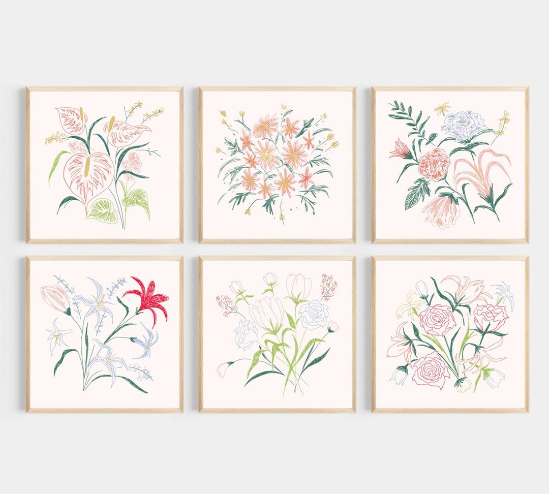 Square Prints Set Wall Art Printable Gallery Wall Set Colorful Boho ...