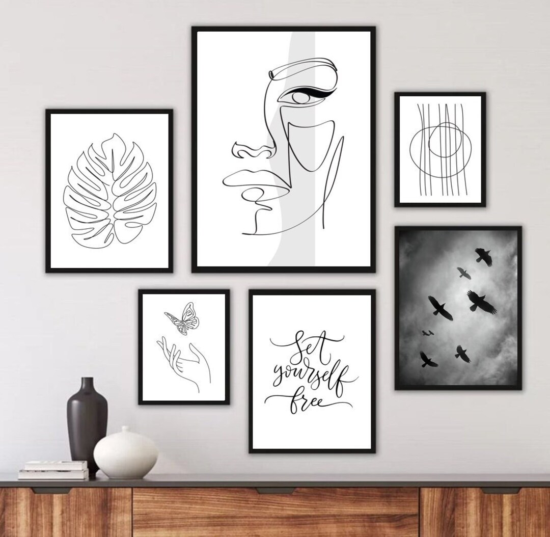 Boho Black and White Wall Art Black White Print for Framing Gallery ...