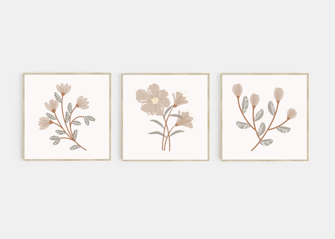 Square Prints Wall Art Set of 3 Printable Gallery Wall Set Boho Wall ...