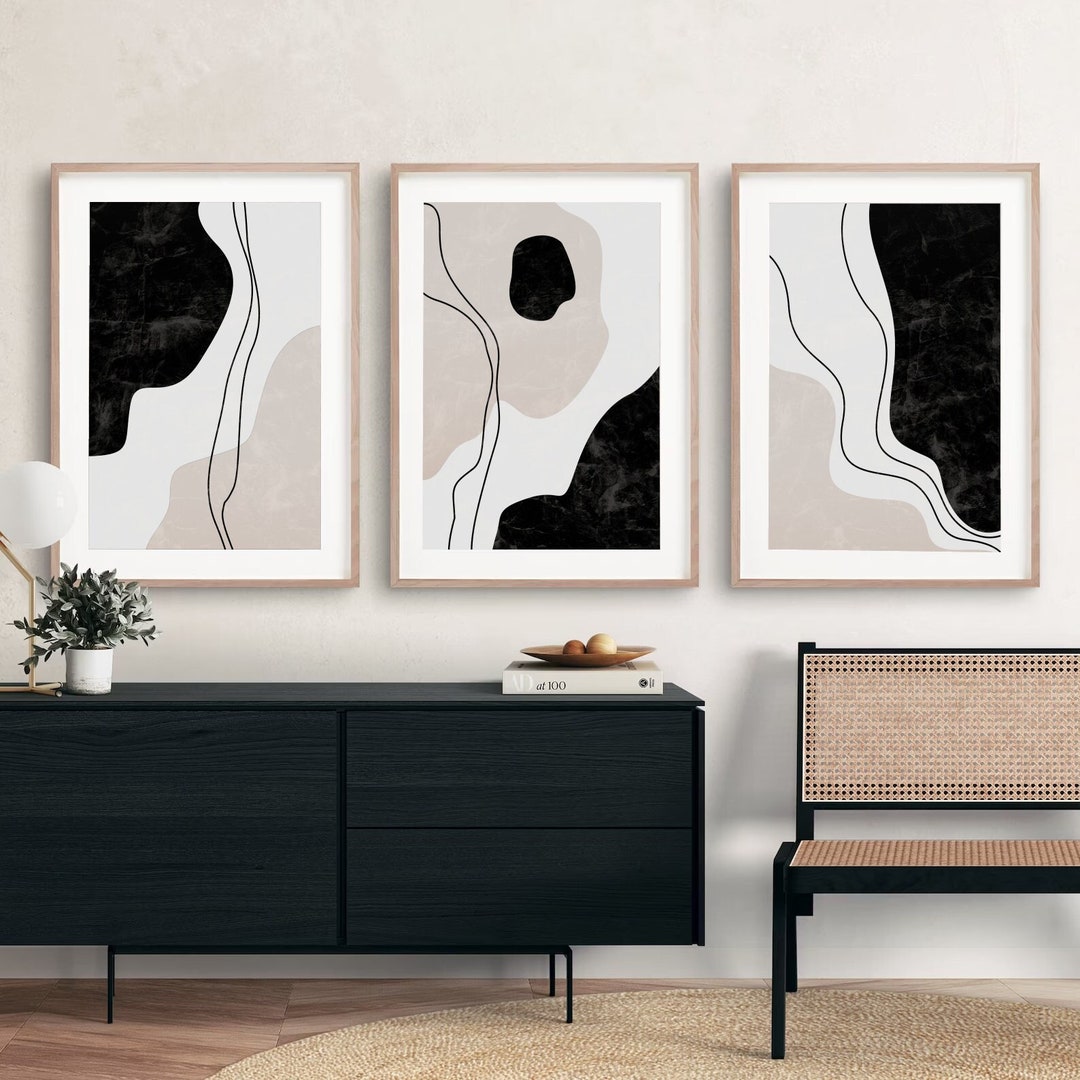 Black and White Wall Art Prints 3 Piece Art Prints Modern Bedroom Wall ...