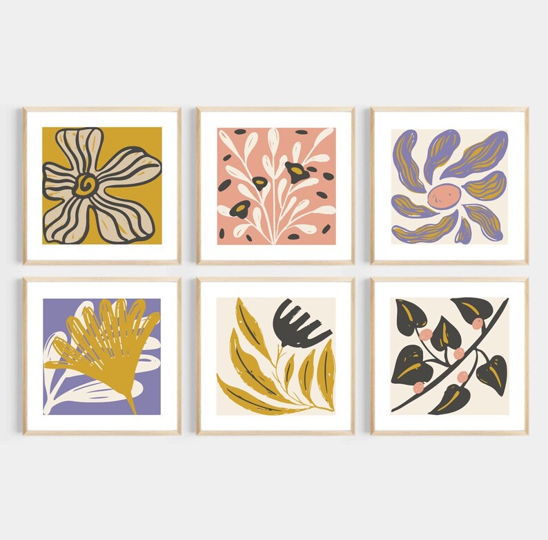 Square Print Set Wall Art Living Room Printable Wall Decor - Etsy