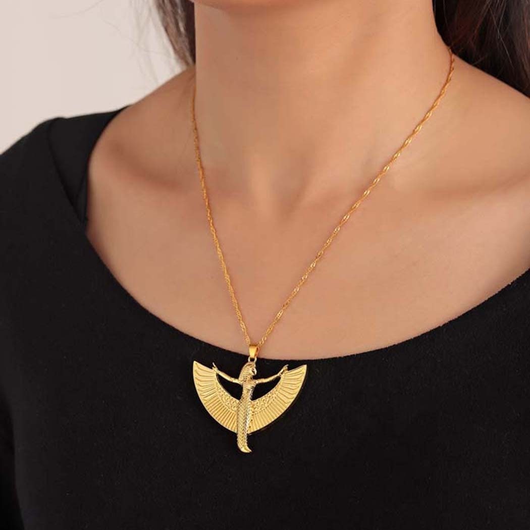 Gold Egyptian Goddess Isis Occult Statement Necklace - Etsy