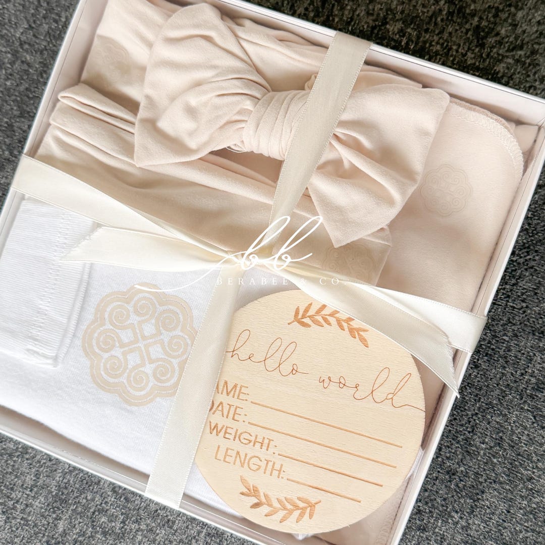 NEW: Hello Baby Newborn Gift Box Set Neutral Gender Hat Headband ...