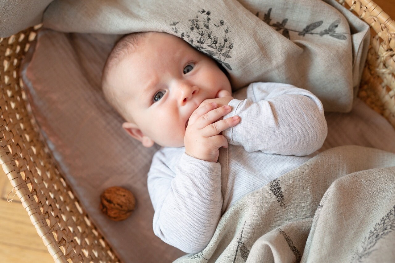 Soft Hemp Baby Blanket With Personalized Plant Prints, Newborn Gift ...