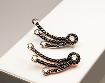 Sterling Silver Infinity Ear Climber Crawler Earrings With - Etsy