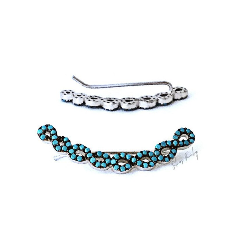 Sterling Silver Infinity Ear Climber, Crawler Earrings With Blue ...