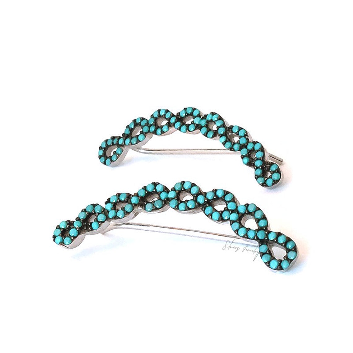 Sterling Silver Infinity Ear Climber, Crawler Earrings With Blue ...