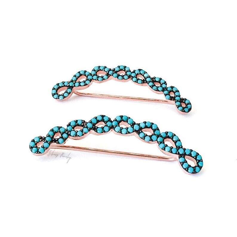 Sterling Silver Infinity Ear Climber, Crawler Earrings With Blue ...