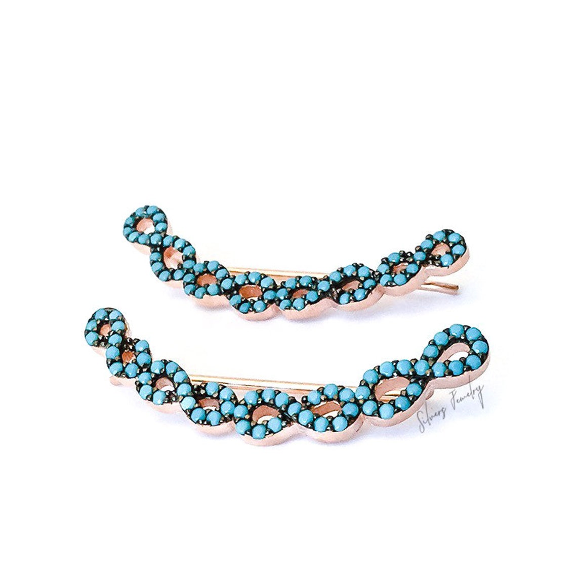 Sterling Silver Infinity Ear Climber Crawler Earrings With - Etsy