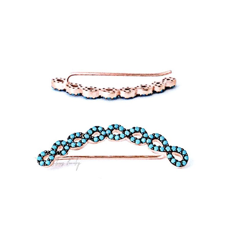 Sterling Silver Infinity Ear Climber, Crawler Earrings With Blue ...