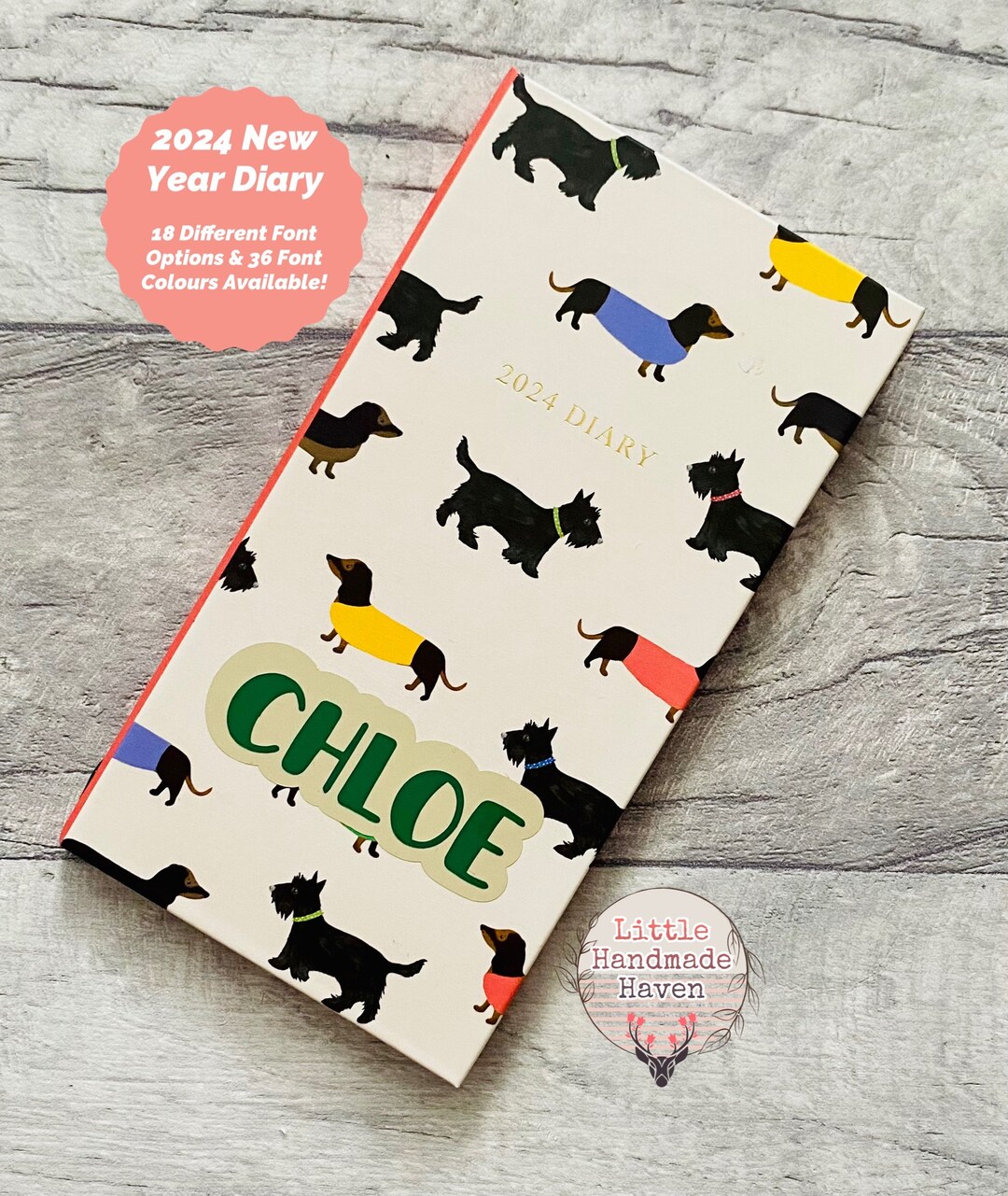 Personalised Slimline 2024 New Year Diary Week to View DOGS - Etsy