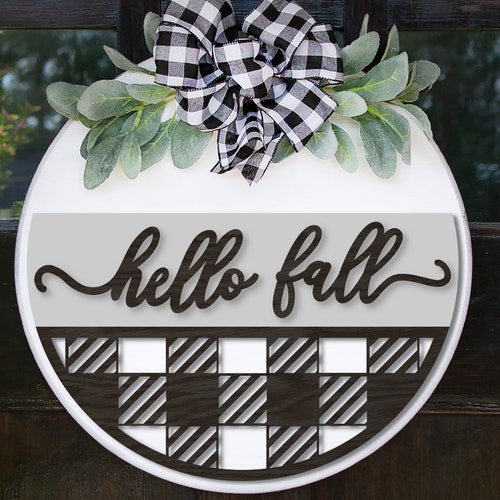 Hello Fall Welcome Sign Round Door Hanger SVG Farmhouse Fall - Etsy