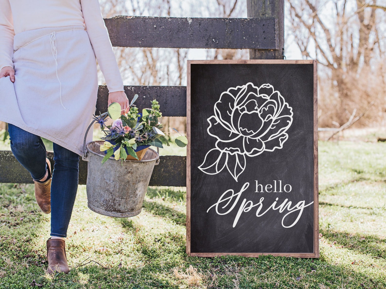 Peony Hello Spring Svg Spring Sign Svg Spring Svg Peony | Etsy