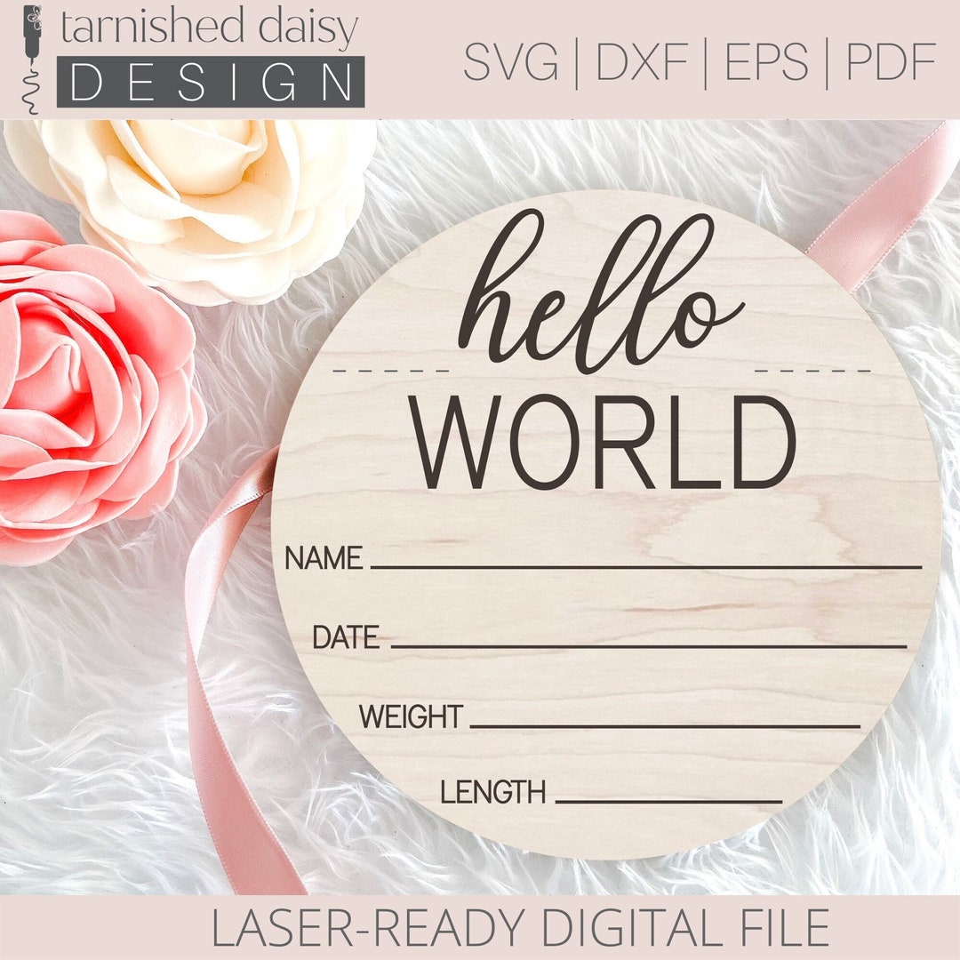 Wooden Birth Stats Svg for Glowforge, Baby Announcement Svg, Newborn ...