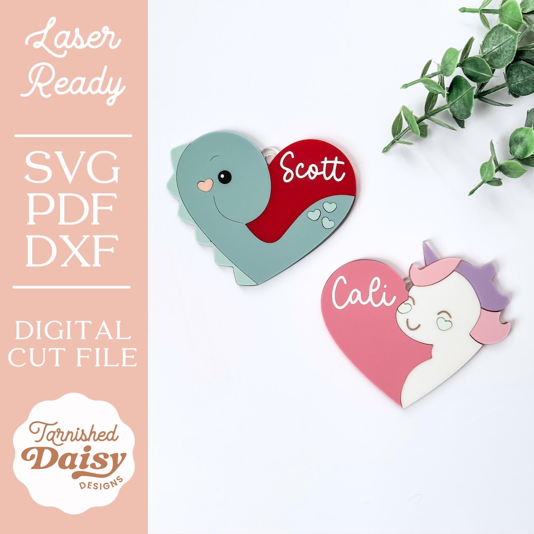SVG Dinosaur Unicorn Name Tag Valentines Basket Tags, Valentines Day ...