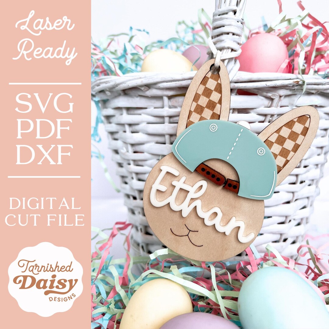 Personalized Easter Basket Bunny Name Tag, Bunny Tag for Boys, Easter ...