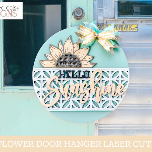 Sunflower Welcome Sign SVG Sunflower Laser Cut File Front - Etsy