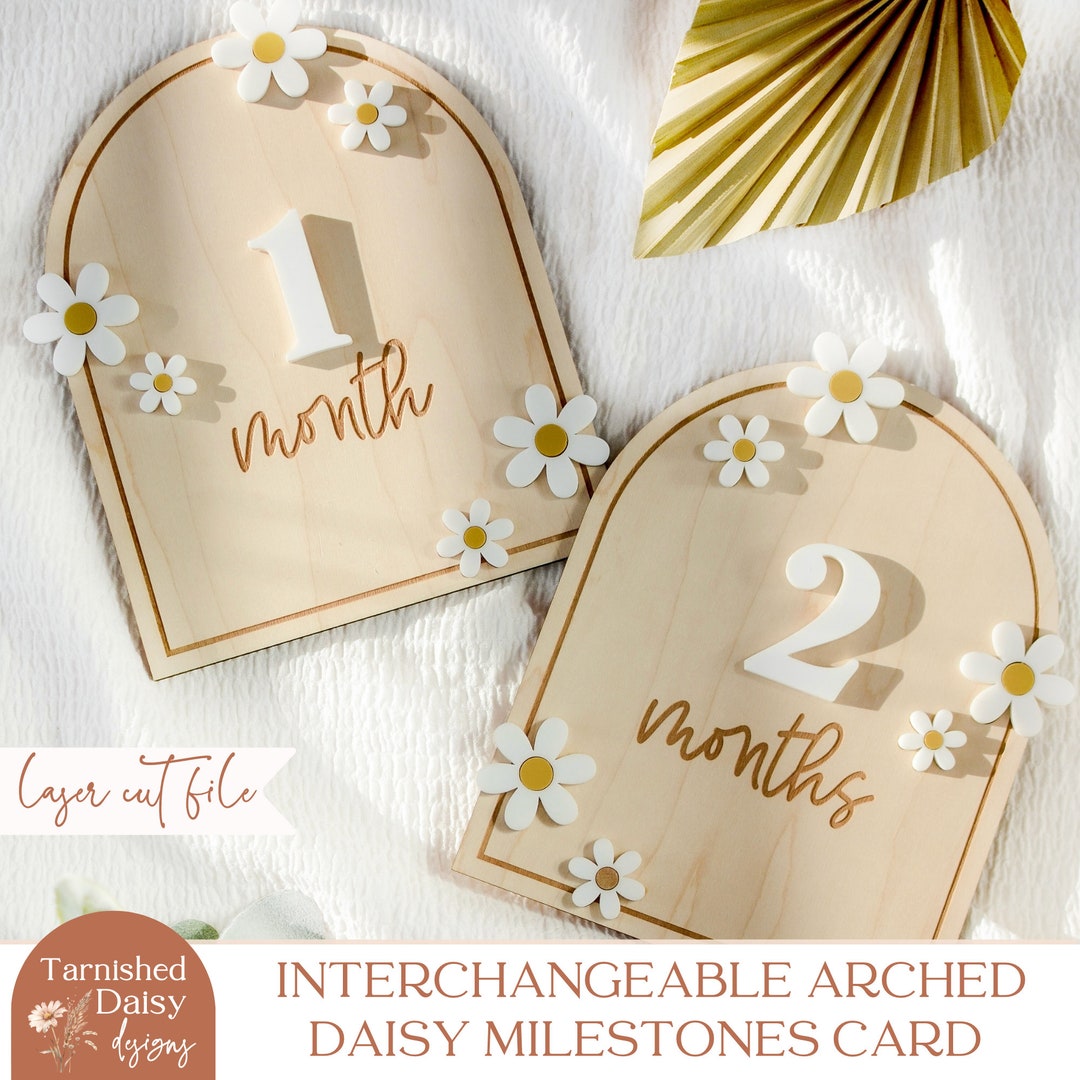 SVG Daisy Flower Arched Milestone Markers, Boho Interchangeable ...