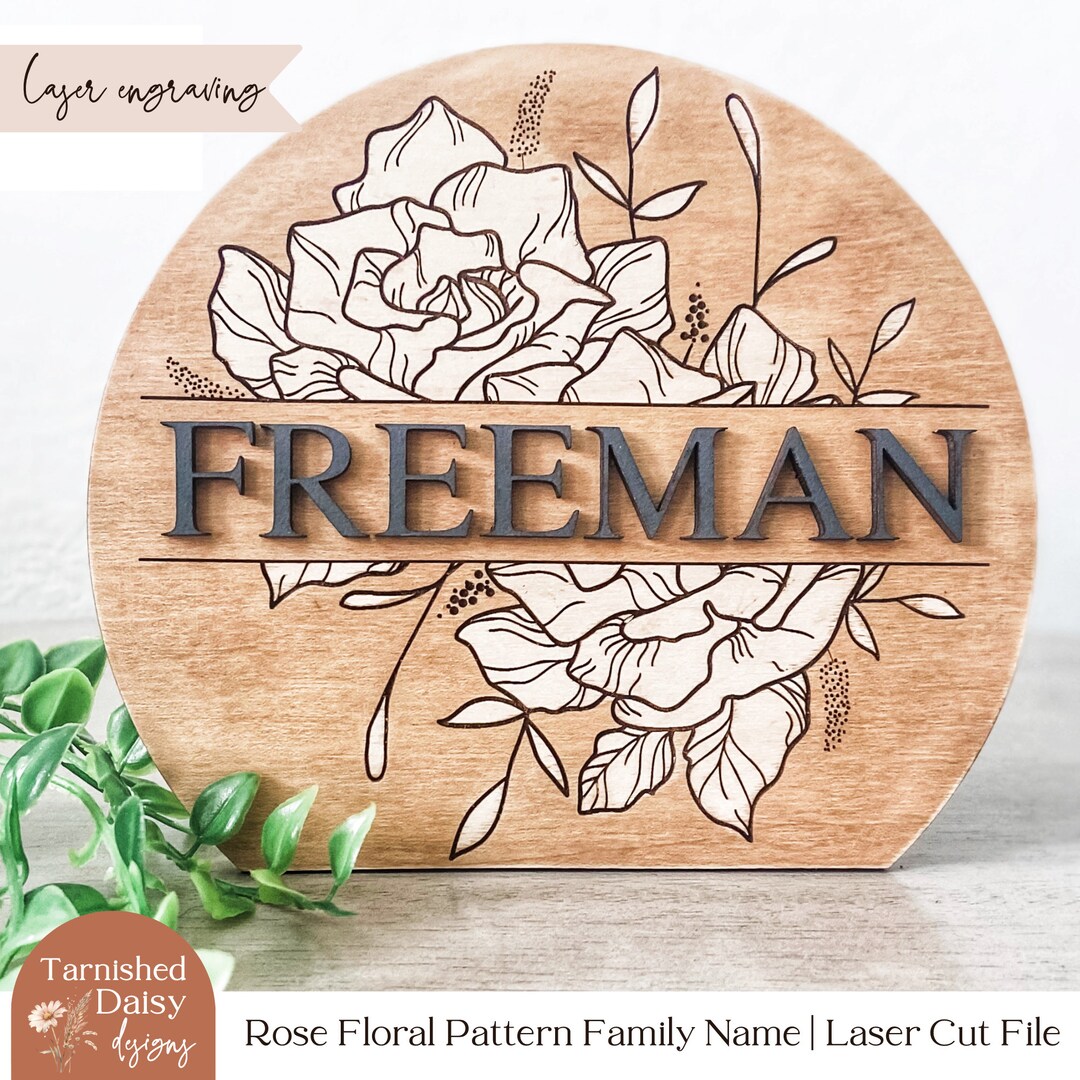 Rose Floral Engraving Design for Glowforge, Floral Background Laser ...