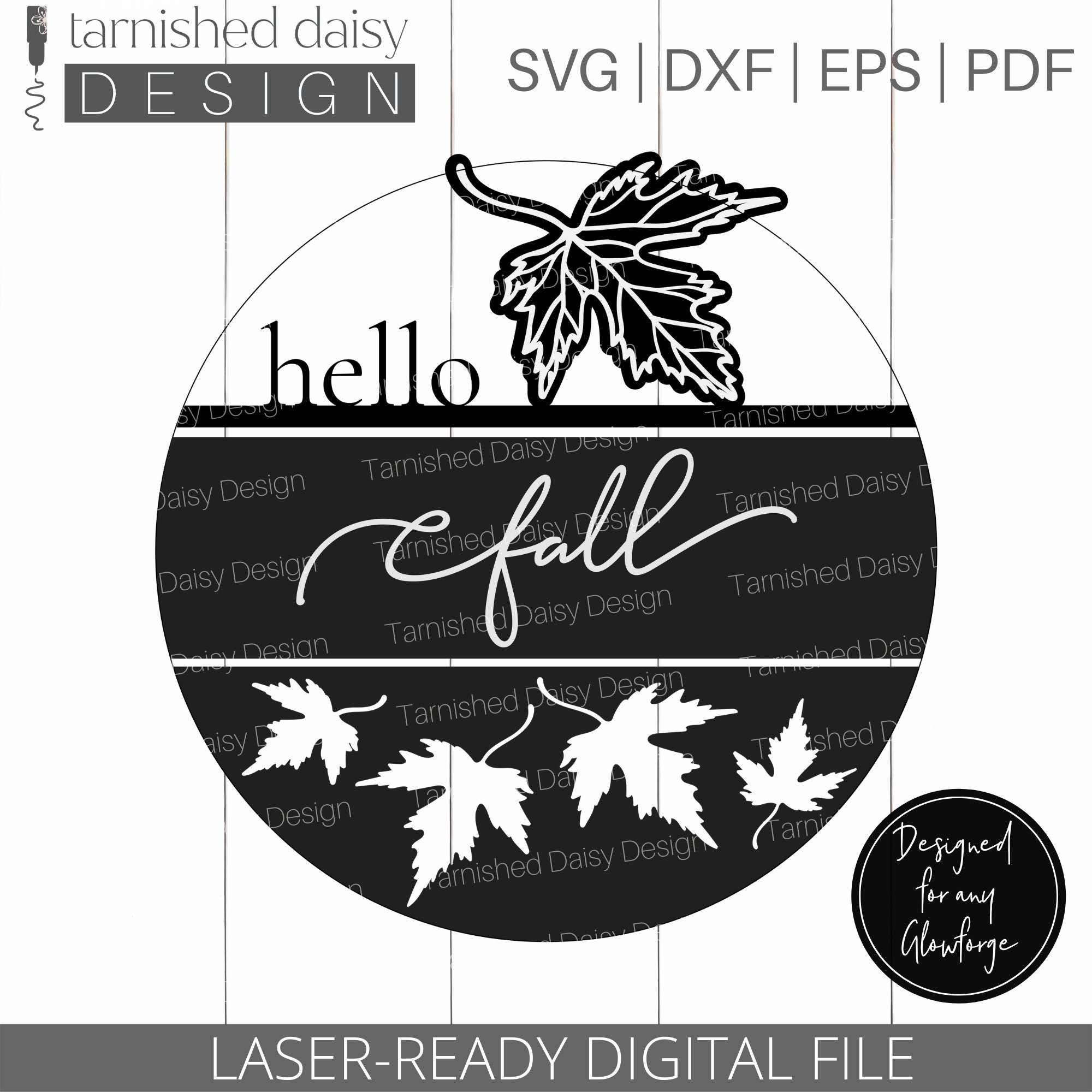 Hello Fall Svg, Fall Leaves Svg, Door Hanger Svg, Front Door Svg, Round ...