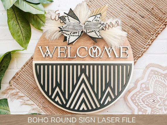 Boho Welcome Sign Laser File Geometric Laser File Door - Etsy