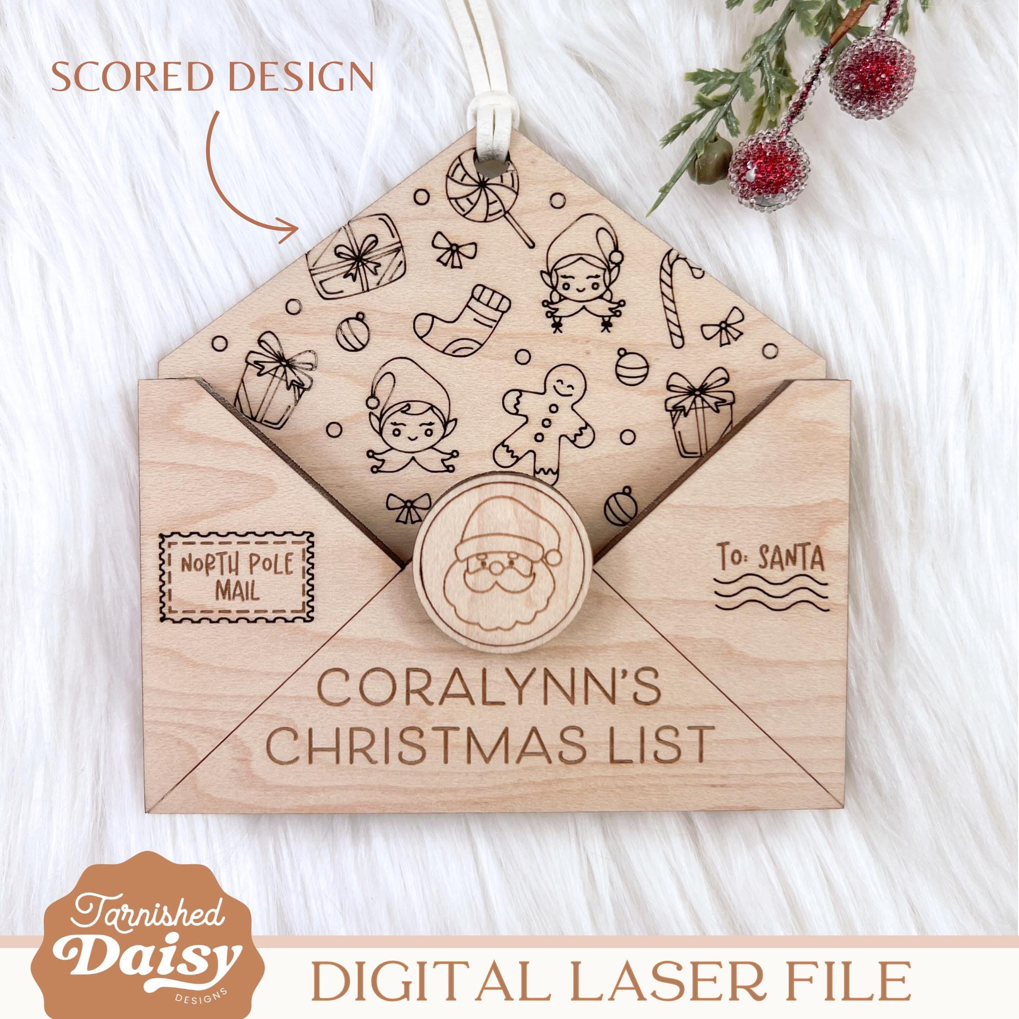 SVG Christmas Wish List Holder to Santa Ornament, Christmas List Laser ...