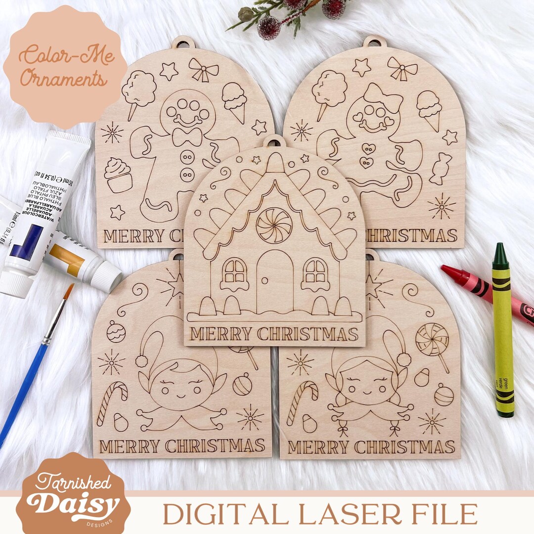 SVG Color-me Christmas Ornaments, Coloring Ornaments, DIY Coloring Kit ...