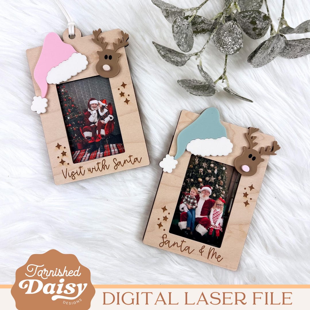 SVG Santa Christmas Photo Frame, Christmas Fridge Magnet, Laser File ...