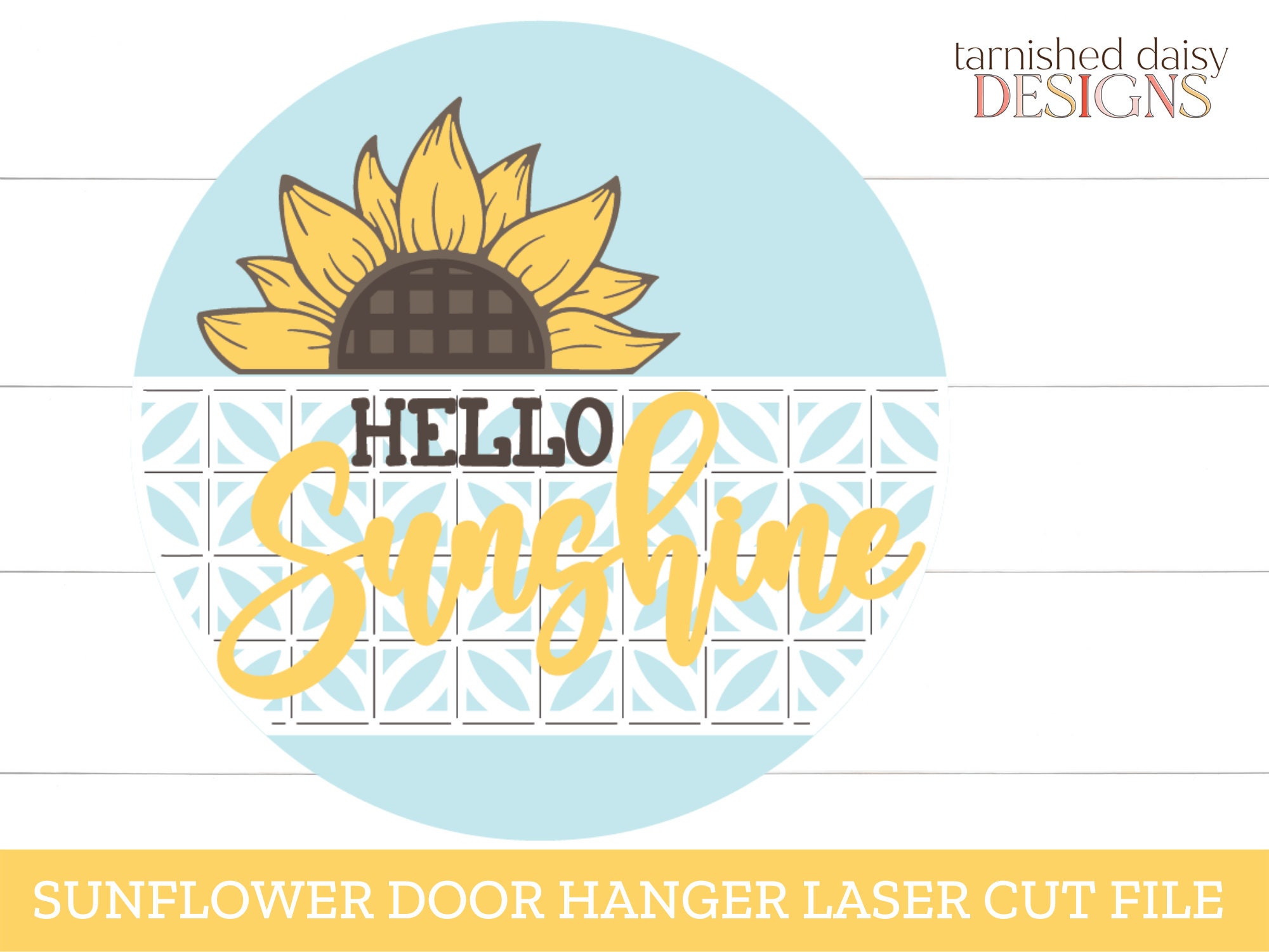 Sunflower Hello Sunshine Welcome Sign Svg, Door Hanger Svg, Glowforge ...