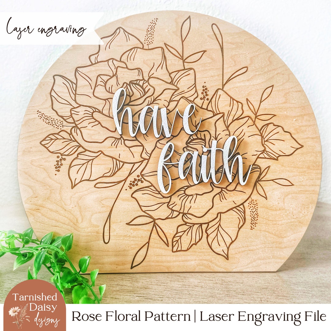 Rose Floral Pattern for Engraving, SVG for Glowforge, Engraving Svg ...