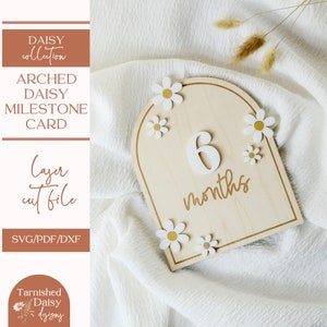 SVG Daisy Flower Arched Milestone Markers, Boho Interchangeable ...