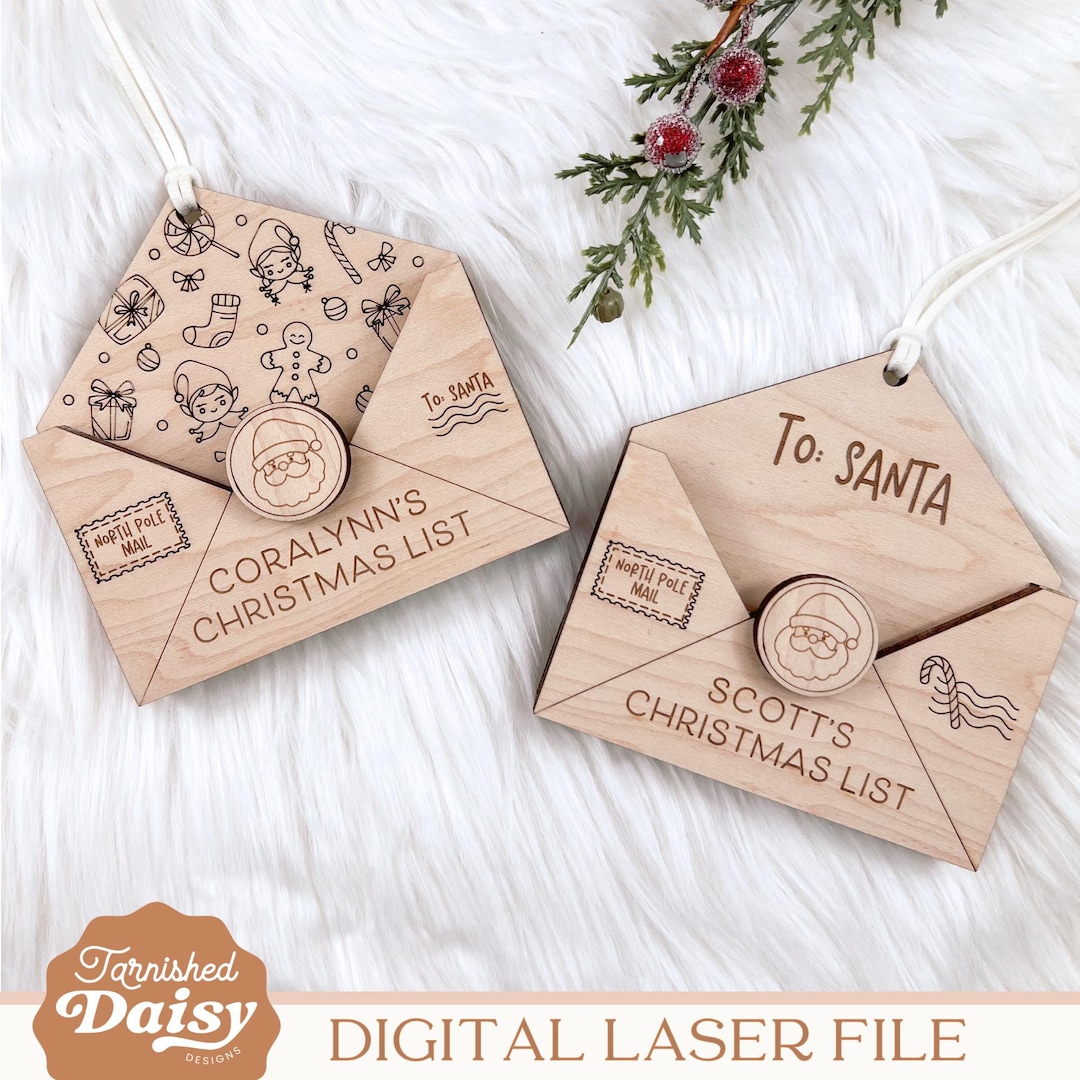 SVG Christmas Wish List Holder to Santa Ornament, Christmas List Laser ...