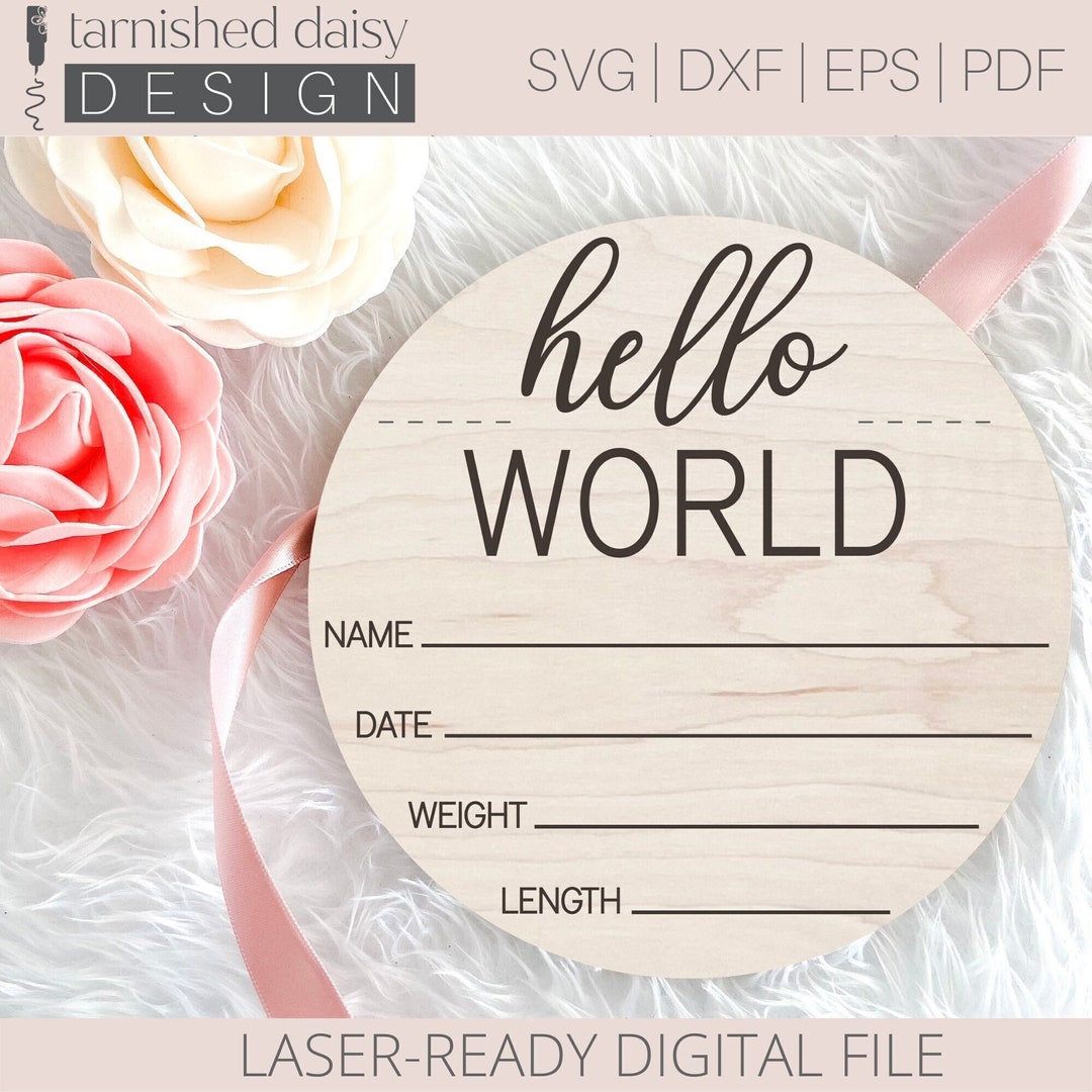 Wooden Birth Stats Svg for Glowforge, Baby Announcement Svg, Newborn ...