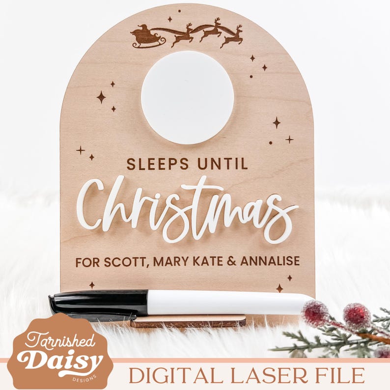 SVG Christmas Countdown Sign, Sleeps 'til Christmas, Santa Countdown ...