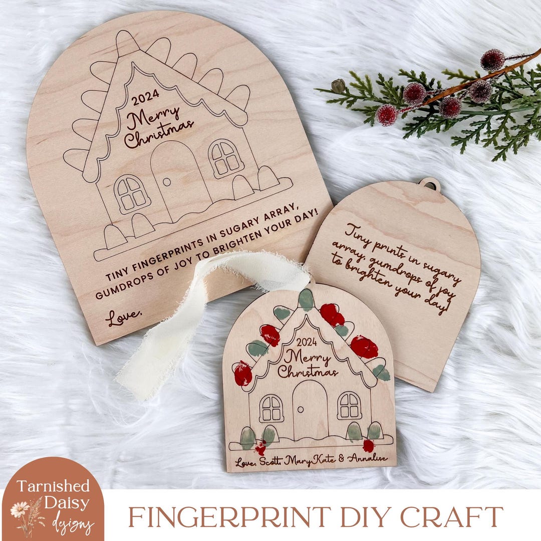 SVG Christmas DIY Fingerprint Art Ornament, Christmas Craft for Kids ...