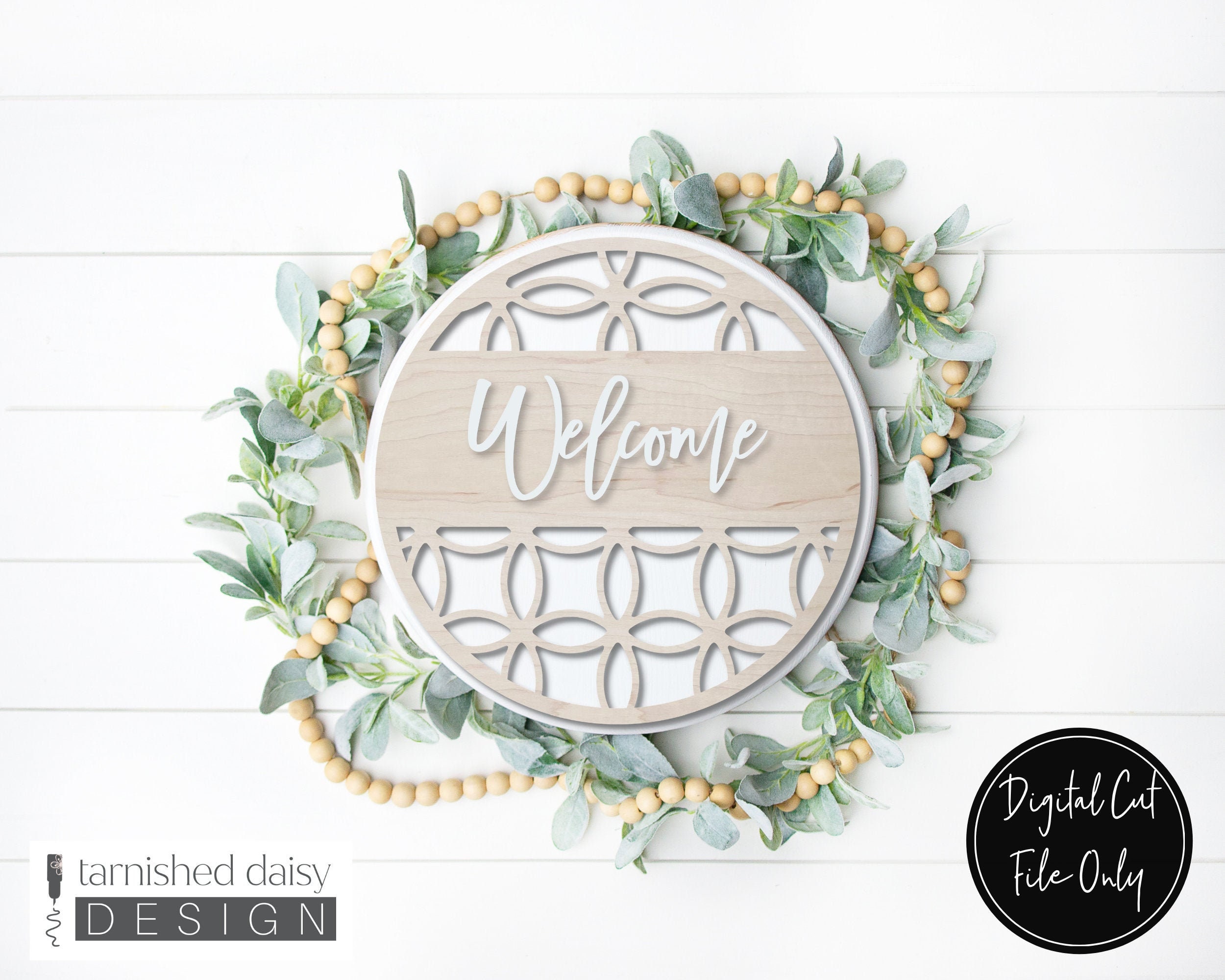 Welcome Sign Svg Door Hanger Svg Front Door Svg Round Sign - Etsy