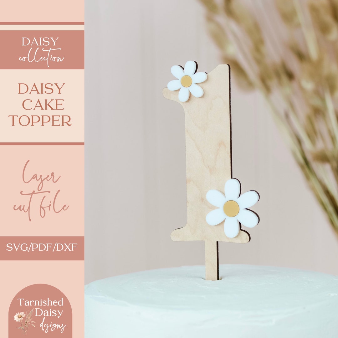 SVG Boho Daisy Cake Topper, Boho Daisy Party Decor, Retro Groovy, Smash ...