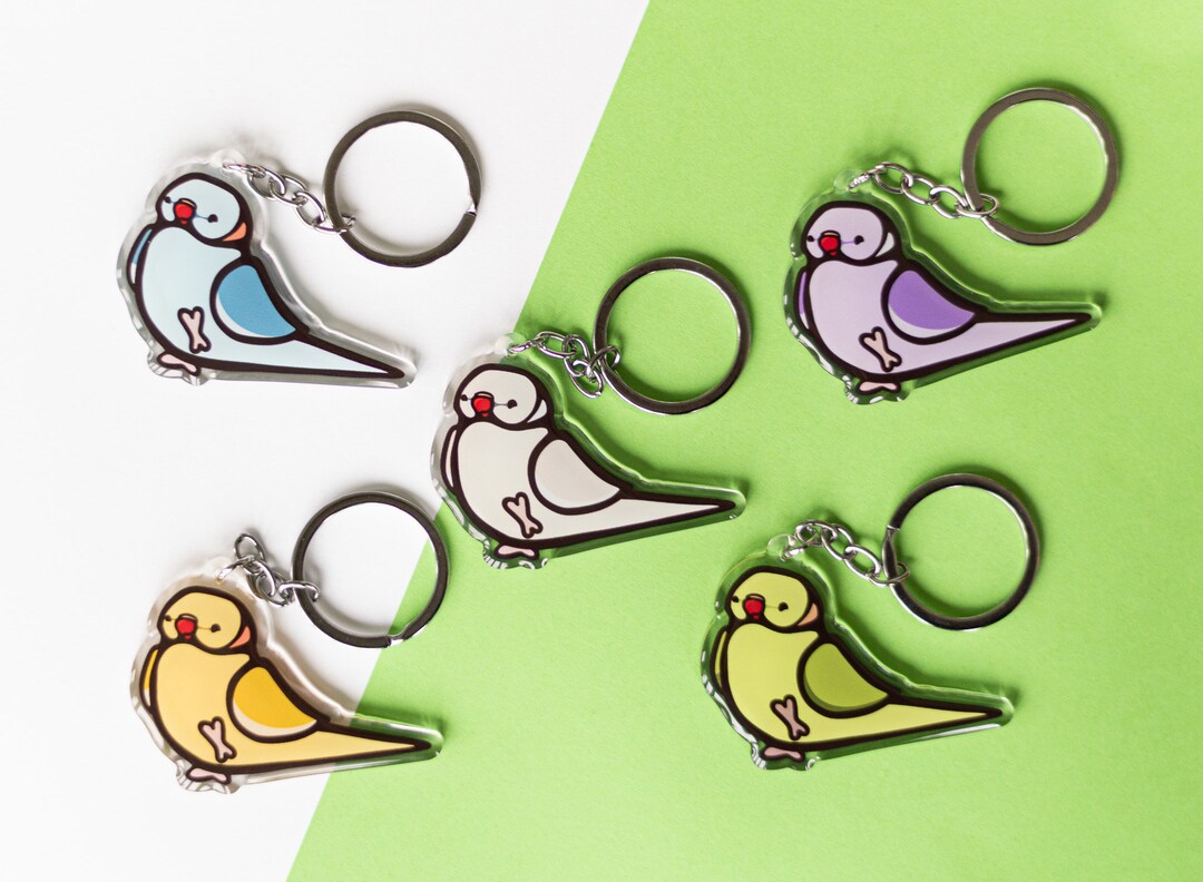 Indian Ringneck Acrylic Keychains, Pick Your Parakeet! - Custom Parrot ...