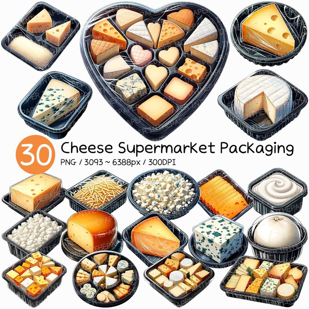 Cheese Supermarket Packaging | Cheddar Mozzarella Gorgonzola Gouda ...