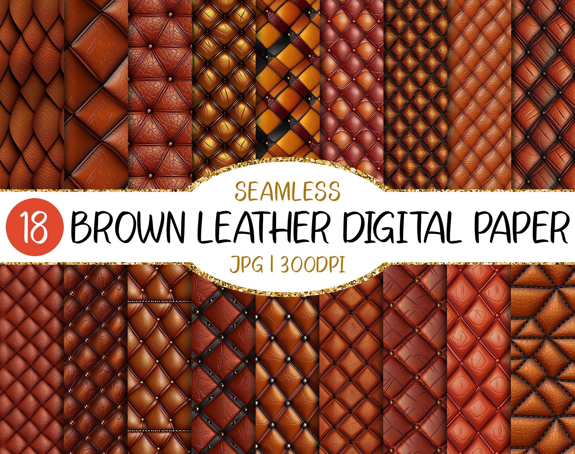 Seamless Brown Leather Digital Paper | Embossing, Real Textures, Rustic ...