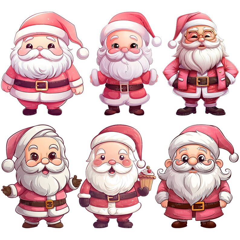 Lindo enano Santa PNG / Clip Art navideño Rosa Adorable Gordo Gordo ...